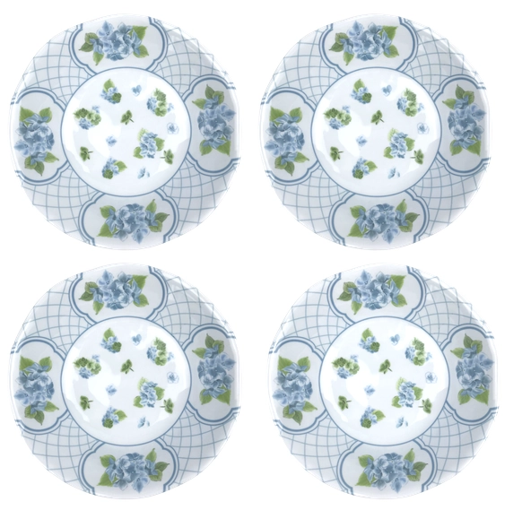 The Enchanted Home Soup Bowls-Blue & Green Hydrangeas Set of 4 - La ...